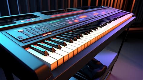 Interactive 3d Simulation Of A Midi Keyboard Focusing On The Keys And Pads Being Used To Compose
