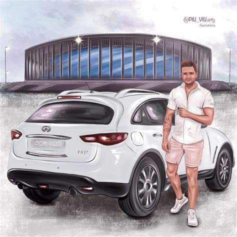 Иллюстрация Парень с машиной в стиле компьютерная графика