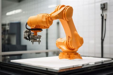 3d Printing And Additive Manufacturing Robot With Its Arm Moving In Precise Motions As It