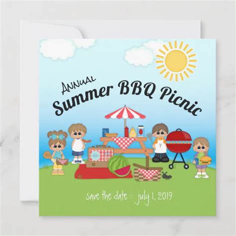 Annual Summer Bbq Picnic Party Invitation Zazzle