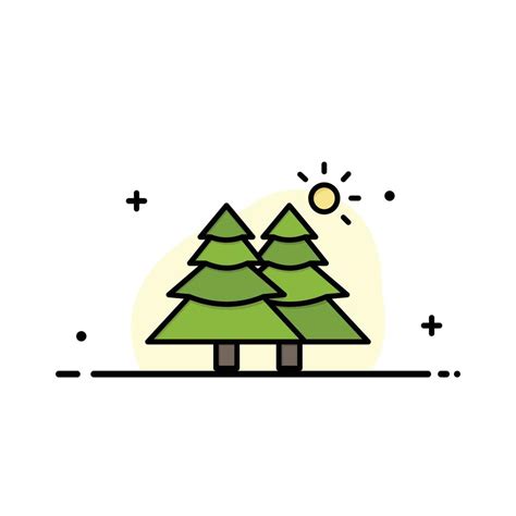 Fir Forest Nature Trees Business Flat Line Filled Icon Vector Banner