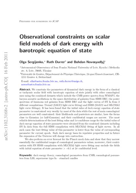 Pdf Observational Constraints On Scalar Field Models Of Dark Energy