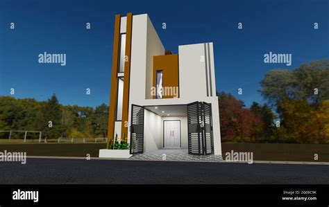 House Design Minimal 3d Illustration Rendering Modern Building Luxury Design Outdoor