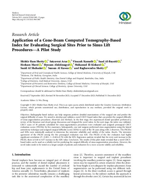 Pdf Application Of A Cone Beam Computed Tomography Based Index For Evaluating Surgical Sites