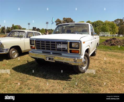 Old White 1980s Ford F 150 Pickup Truck In The Countryside Nature