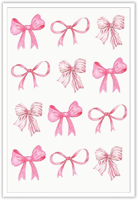 Pnsoien Trendy Pink Bow Posters Watercolor Light Pink Bow
