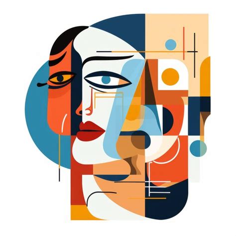 Abstract Geometric Portrait Bold Character Designs And Cubist Shapes Premium Ai Generated Image