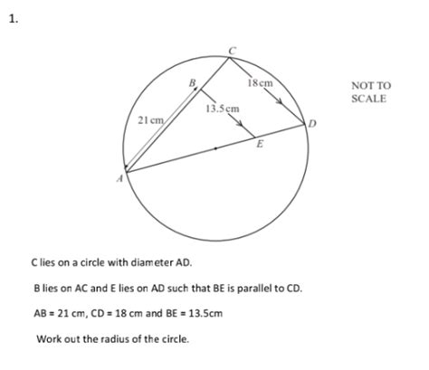Solved Not To Scale C Lies On A Circle With Diameter Ad B Lies On Ac And E Lies On Ad Such