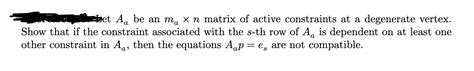 solved wet aa be an ma×n matrix of active constraints at