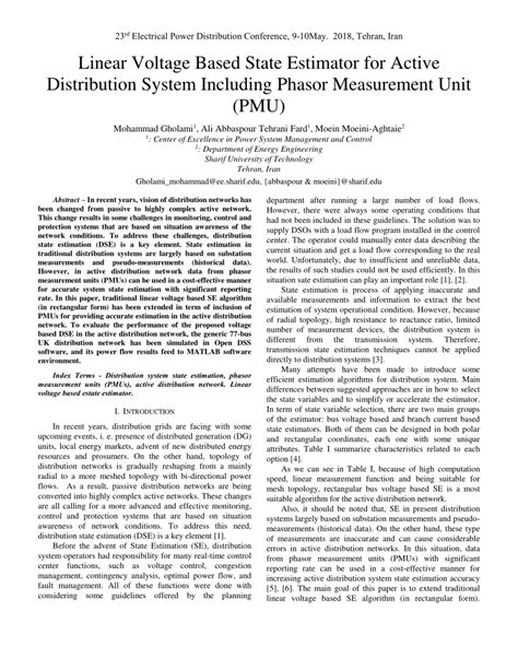 Pdf Linear Voltage Based State Estimator For Active Distribution