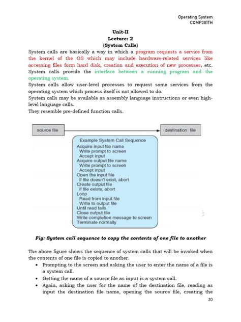 Unit Ii Lecture 2 System Calls Pdf Operating System Kernel