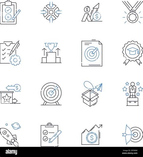 Work Goals Line Icons Collection Productivity Objectives Growth