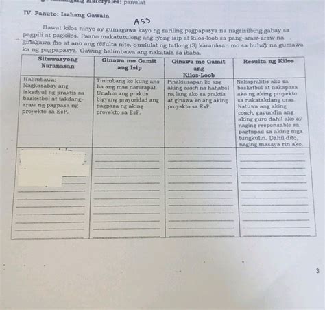 IV Panuto Isahang Gawain ASS Bawat Kilos StudyX