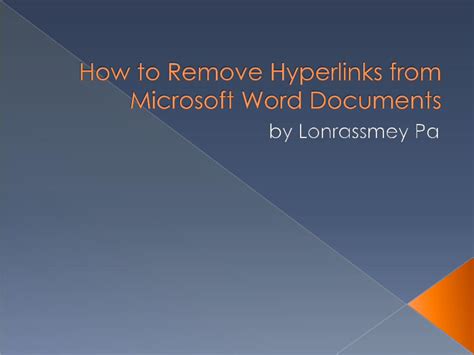 Pdf How To Remove Hyperlinks From Microsoft Word Documents Dokumentips