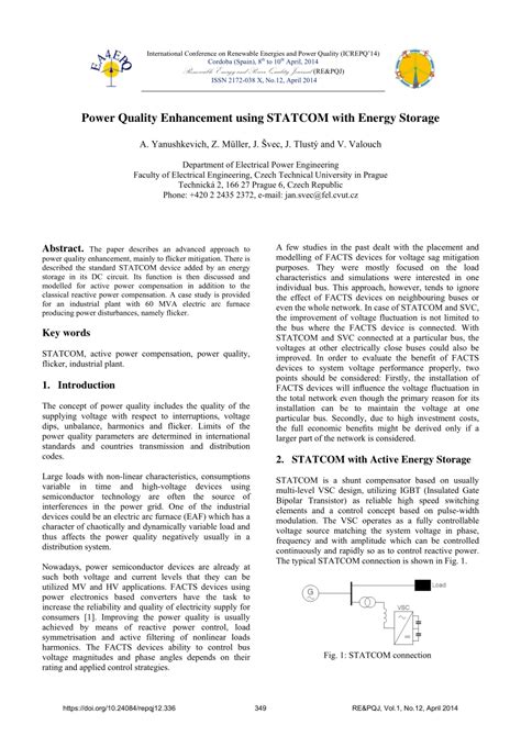 pdf power quality enhancement using statcom with energy storage