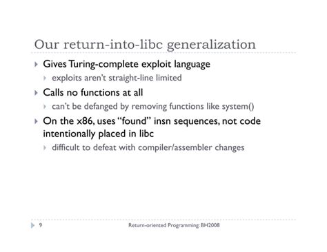 Return Oriented Programming Exploits Without Code Injection Ppt