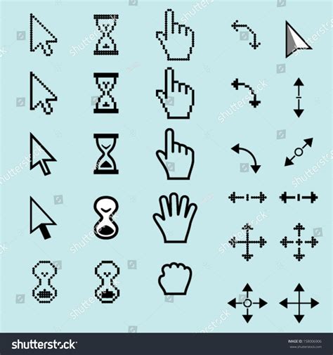 Pixel Cursors Arrow Hourglass Hand Rotate Stock Vector Royalty Free 158006906 Shutterstock