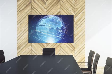 Hologramme De Langage De Programmation Abstrait Et Carte Du Monde Sur Le Moniteur De