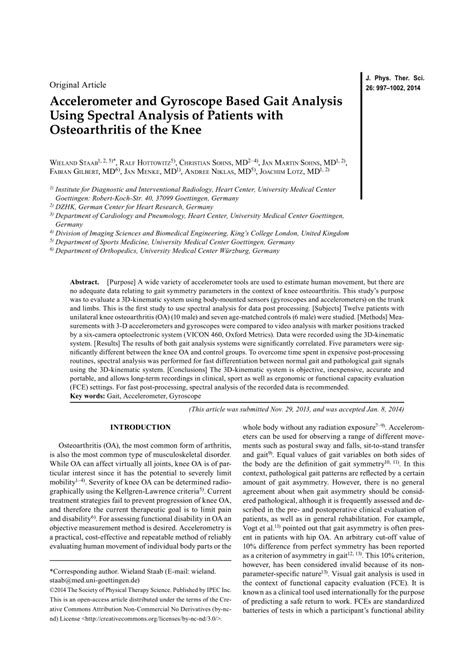 Pdf Accelerometer And Gyroscope Based Gait Analysis Using Spectral Analysis Of Patients With