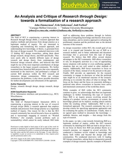 an analysis and critique of research through design towards a