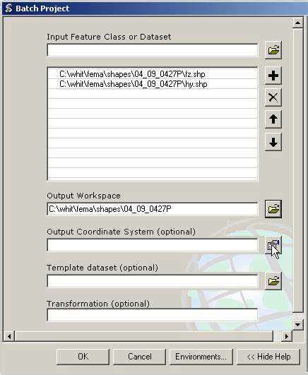 Arcgis 9 X Arctoolbox Batch Project Tool And Project Pima County Az