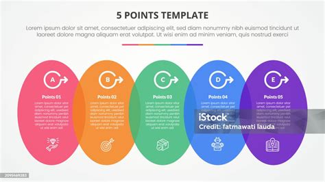 5 포인트 무대 템플릿 인포 그래픽 개념 슬라이드 프리젠 테이션 수직 둥근 모양 수평 평면 스타일의 5 포인트 목록 인포그래픽에 대한 스톡 벡터 아트 및 기타 이미지