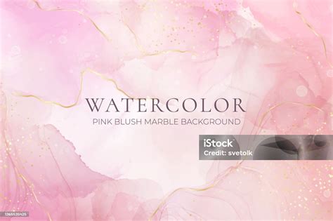 골든 닷이 있는 로즈 핑크 액체 수채화 배경 먼지가 홍당무 대리석 알코올 잉크 그리기 효과 웨딩 초대 메뉴 Rsvp에 대한 벡터