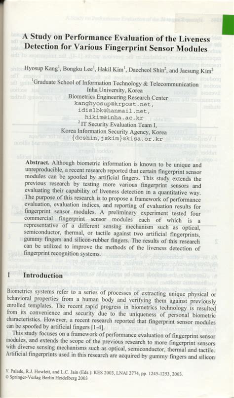 PDF A Study On Performance Evaluation Of The Liveness Detection For Various Fingerprint Sensor