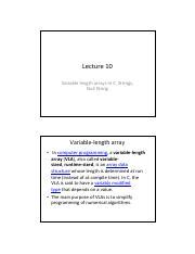 Lecture 10 Variable Length Arrays In C Strings Pdf Lecture 10