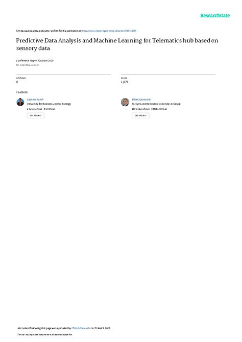 Predictive Data Analysis And Machine Learning For Telematics Hub Based