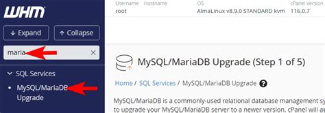 How To Perform Mysqlmariadb Upgrades In Cpanel Running Cloudlinux With