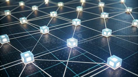Interconnected Digital Network Blockchain Nodes And Data Connections