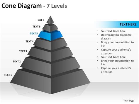 3d Pyramid Cone Diagram 7 Levels Split Separated Slides Diagrams Templates Powerpoint Info