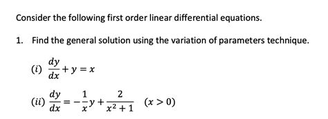 Solved Consider The Following First Order Linear Chegg
