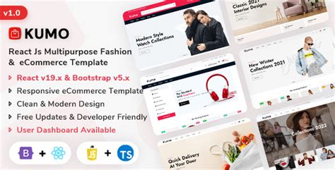 Kumo React Js Multipurpose Fashion And Ecommerce Template Javascript