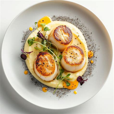 Pan Seared Scallops With Cauliflower Purée And Citrus Beurre Blanc Fine