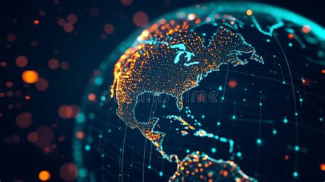 Digital Globe With Glowing Data Points Highlighting Global Technology