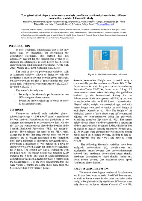 Pdf Young Basketball Players Performance Analysis On Offense