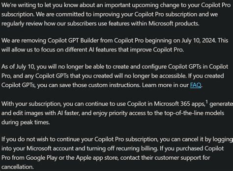 Microsoft Announces Discontinuation Of General Availability Of Copilot