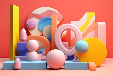 Premium Ai Image A Set Of 3d Renderings That Feature Colourful Objects In The Style Of