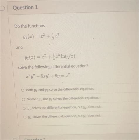 solved do the functions y1 x x2 31x3 and y2 x x2 31x3ln x