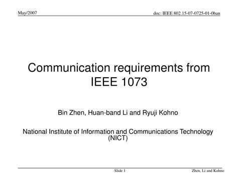 Ppt Communication Requirements From Ieee 1073 Powerpoint Presentation Id 4256190