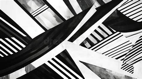 Abstract Black And White Geometric Patterns Create Dynamic Visual Movement In Modern Art Design
