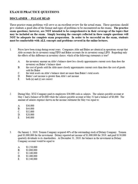 exam 2 problems pdf bad debt cash flow statement