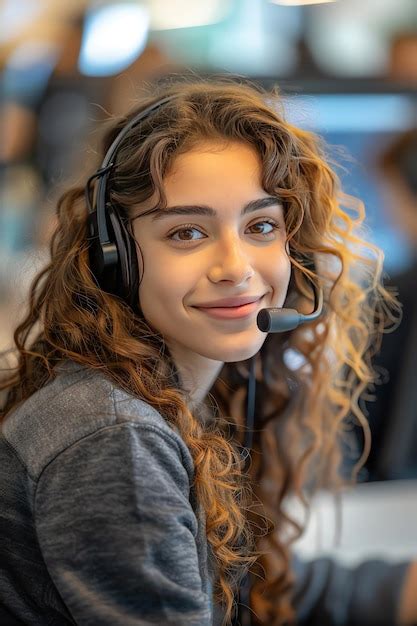 Premium Photo Busy Customer Service Center Focused On Smiling Female