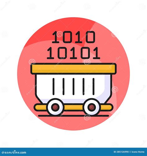 Binary Coding Inside A Wheelbarrow Denoting Concept Icon Of Data Mining Stock Illustration