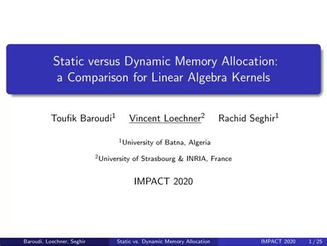 Ppt Static Versus Dynamic Memory Allocation A Comparison For