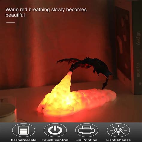 용 모양 Led 밤 빛 Pla 물자 3d 인쇄 1000 Ma Usb 재충전용 책상 램프 방 훈장 아이 장난감 램프를 위한 선물