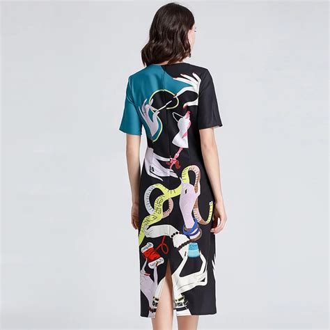 Новое летнее платье футляр с О образным вырезом Abstrast Роскошный узор бисерный принт платье