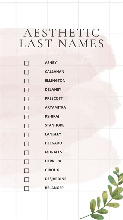 Printable List Of Unique Last Names Pdf Included Unique And Rare